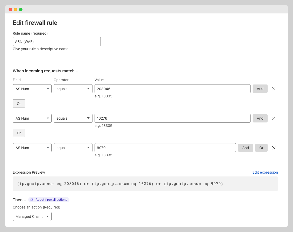 Wordpress Security Block Or Challenge Asns
